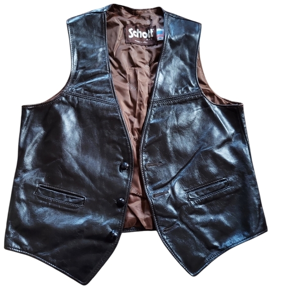 Schott NYC | Jackets & Coats | Vintage Schott Nyc Brown Leather Vest ...